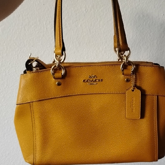 Coach | Bags | Coach Yellow Textured Leather Shoulder Bag | Poshmark